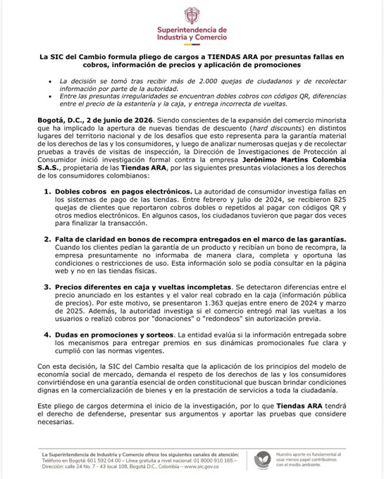 La SIC Abre Investigación Contra Tiendas ARA Por Presuntas ...